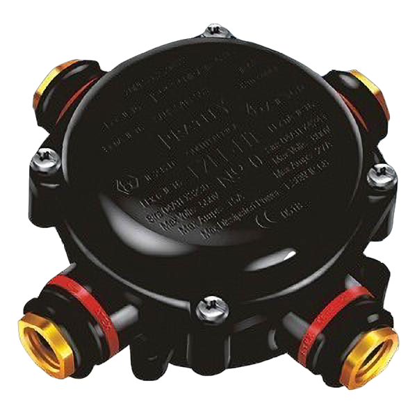 Pratley 56204 Ezee-Fit ATEX Black 4 Way Cable Junction Box c/w Built-In ...