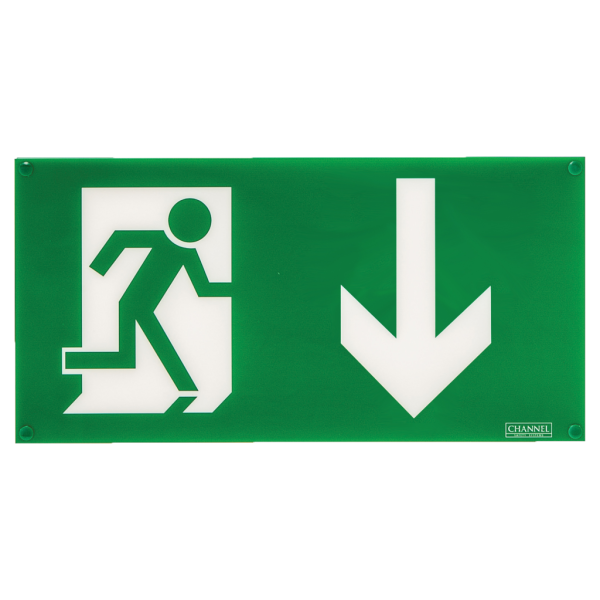 Channel Safety LEG/VL/AD Vale Green/White Double Sided Running Man/Down ...