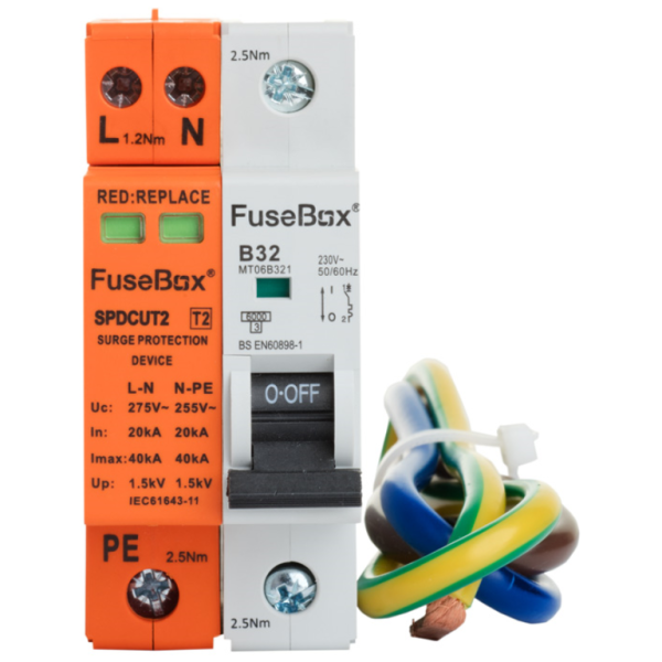 FuseBox SPDCUKITT2 Type 2 Surge Protection Device & 32A MCB - Shop4 Electrical