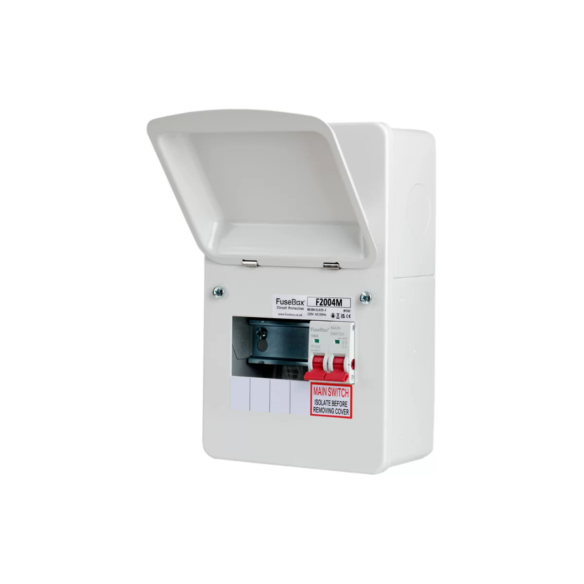 FuseBox F2004M 4 Way Main Switch Consumer Unit 100A - Shop4 Electrical FuseBox F2004M 4 Way Main Switch Consumer Unit 100A - Shop4 Electrical