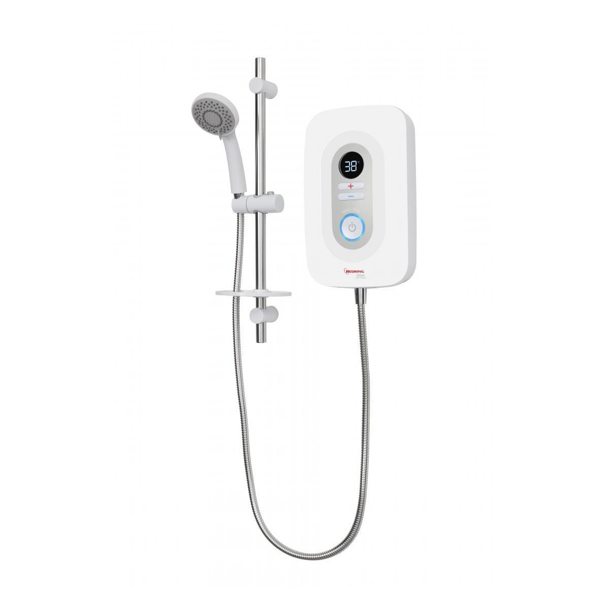 Redring RGS9T Glow Thermostatic Bright White Digital Electric Shower ...
