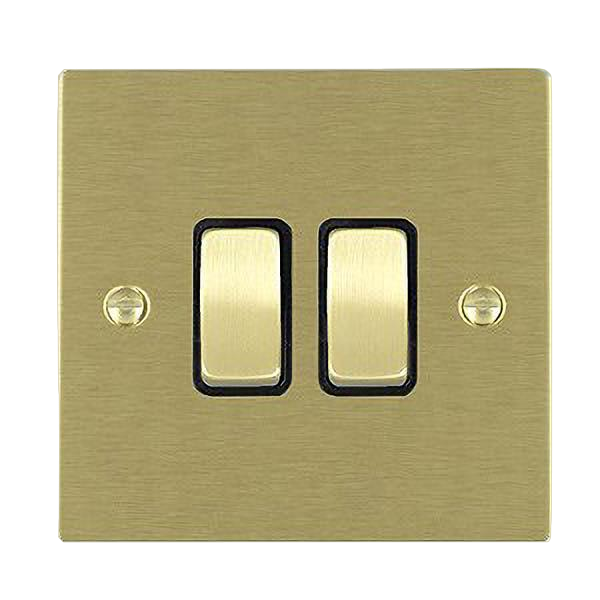 Hamilton Litestat Sheer Flat Plate Satin Brass 2 Gang 2 Way Single Pole ...