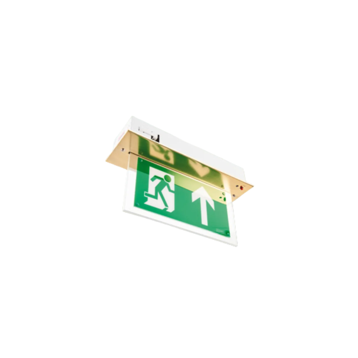 Channel E/CHVL/M3/L/BRST Brass Flush LED Exit Sign - Shop4 Electrical