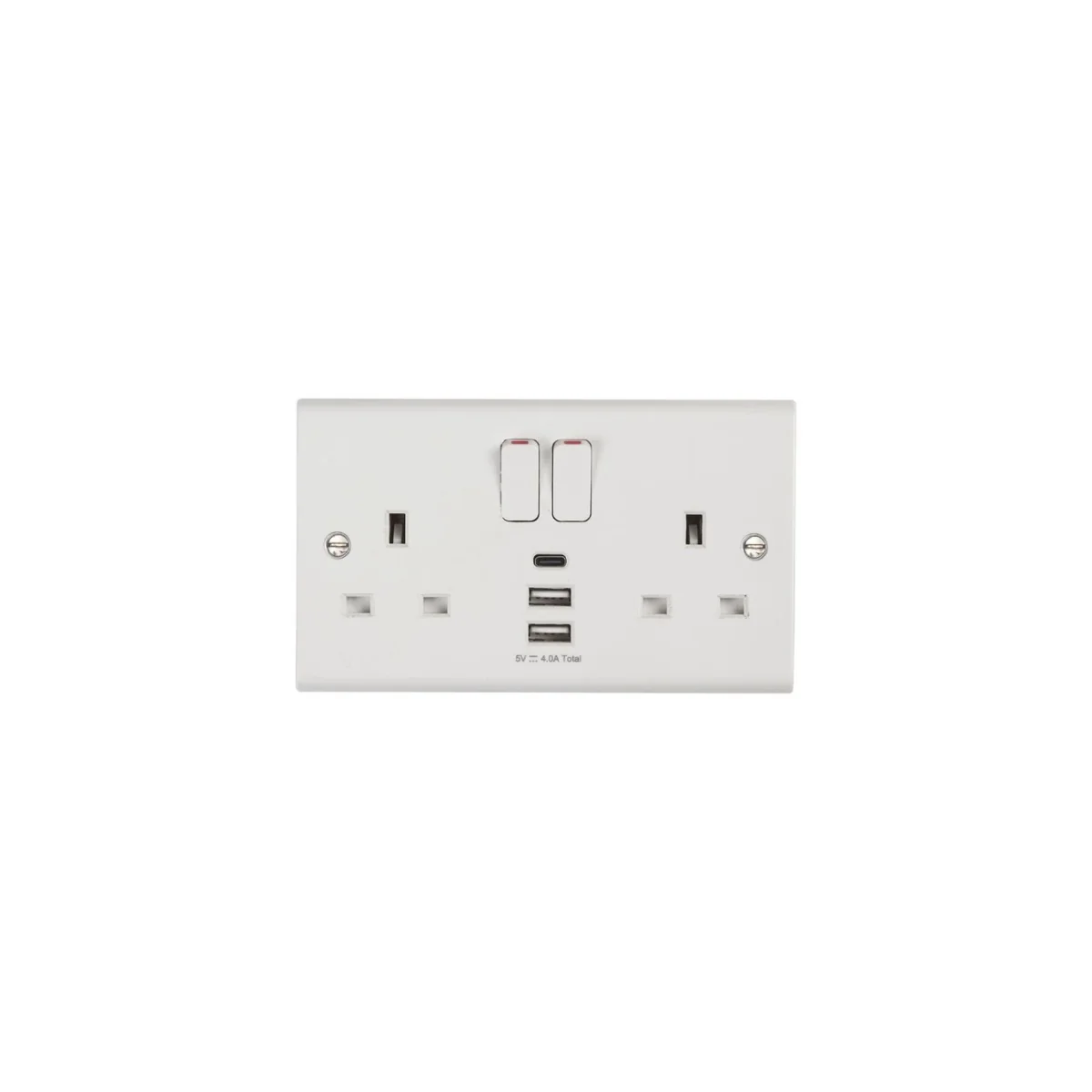 Deta S1288 Slimline White 2 Gang Switched Socket with 3 USB Ports ...