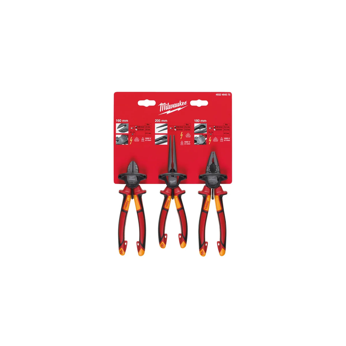 Milwaukee 4932464575 VDE 3 Piece Plier Set - Shop4 Electrical