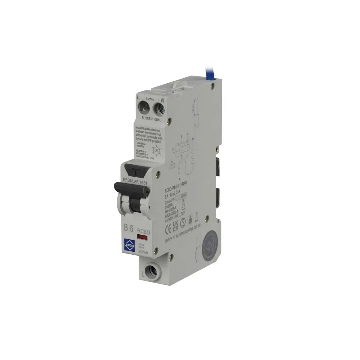 Lewden RCBO-B20/30/1PNAB SP Compact B Curve Type A RCBO 20A - Shop4 Electrical