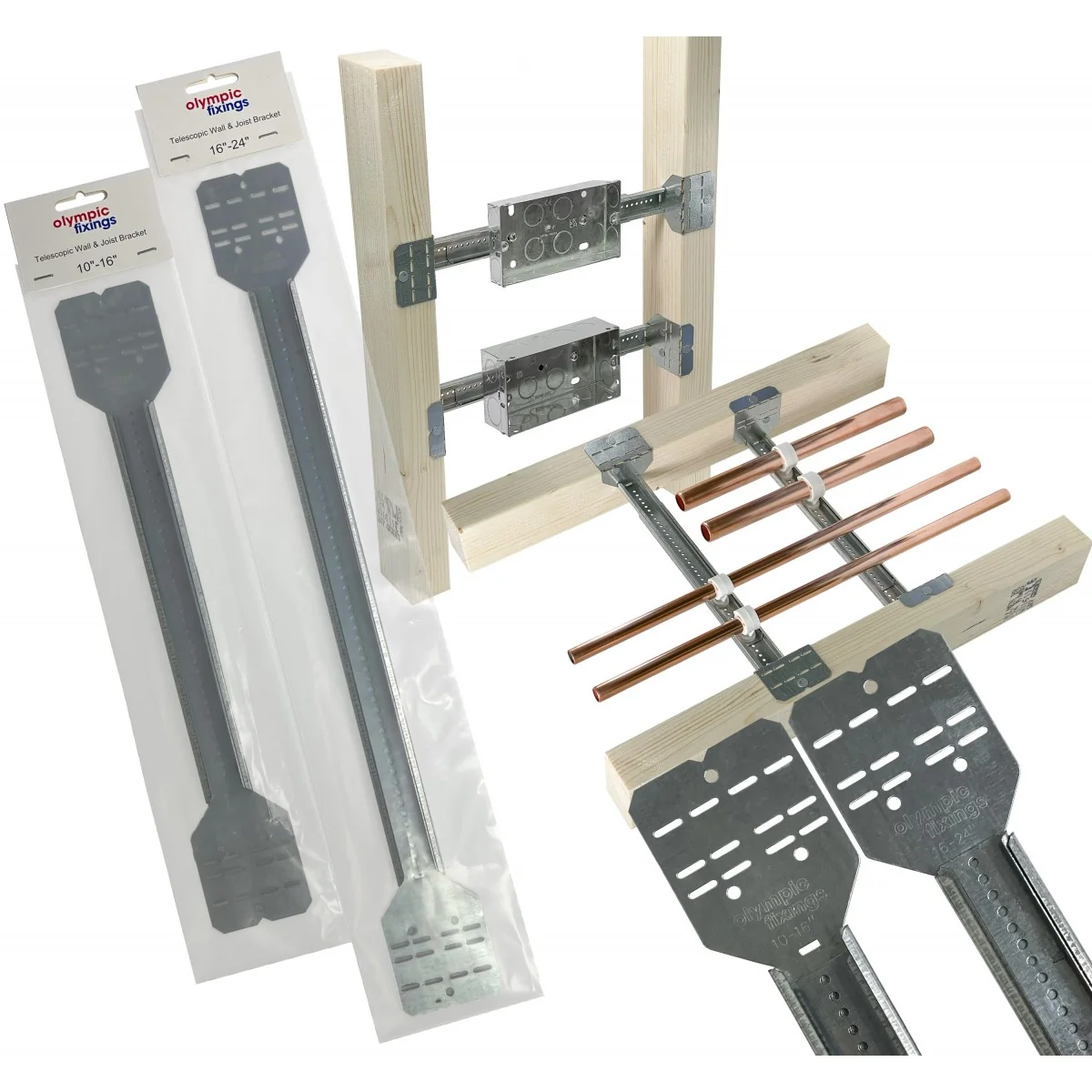 Olympic Fixings 124-800-015 Telescopic Wall & Joist Bracket 10" - 16 ...
