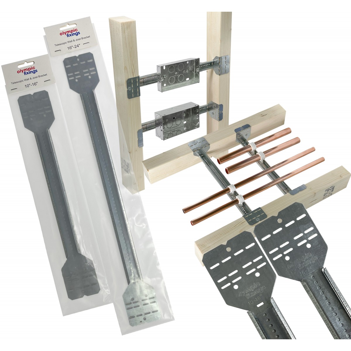 Olympic Fixings 124-800-020 Telescopic Wall & Joist Bracket 16" - 24 ...