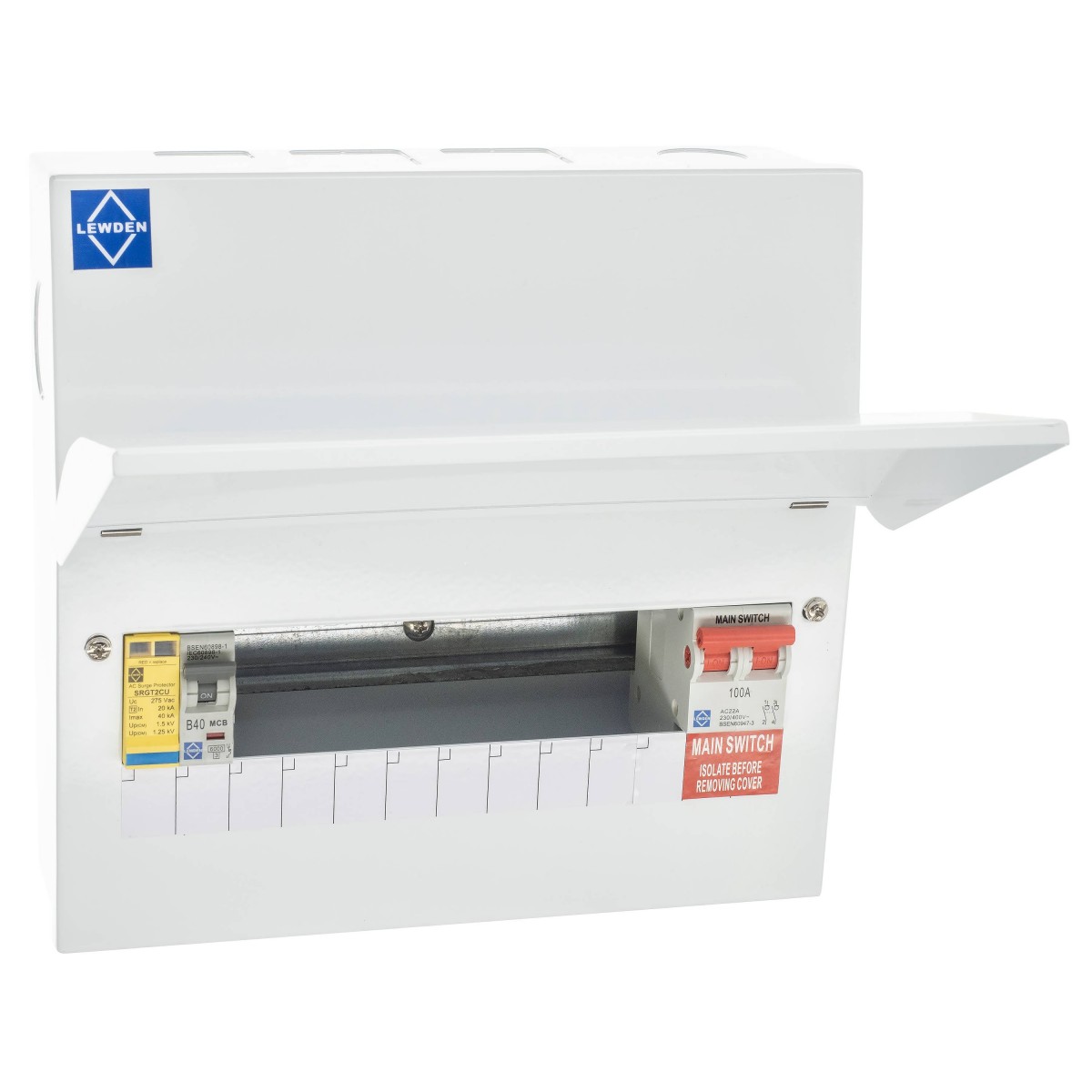 Lewden PRO-MX08MS 5 Way Consumer Unit + Main Switch & SPD 100A - Shop4 ...