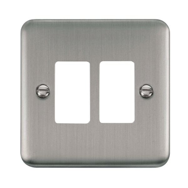 Click DPSS20402 Deco Plus Stainless Steel 2 Gang GridPro FrontPlate ...