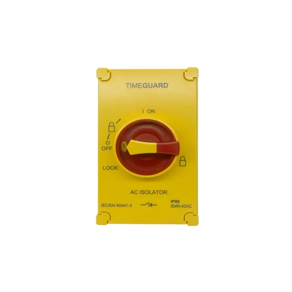 Timeguard IS4N-40AC Weathersafe Enclosed Rotary Isolator Switch 4 Pole ...